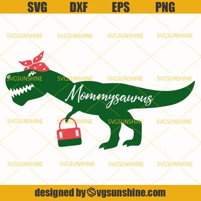 Mamasaurus Svg, Mommysaurus Svg,Dinosaur Mama With Bandana And Purse ...