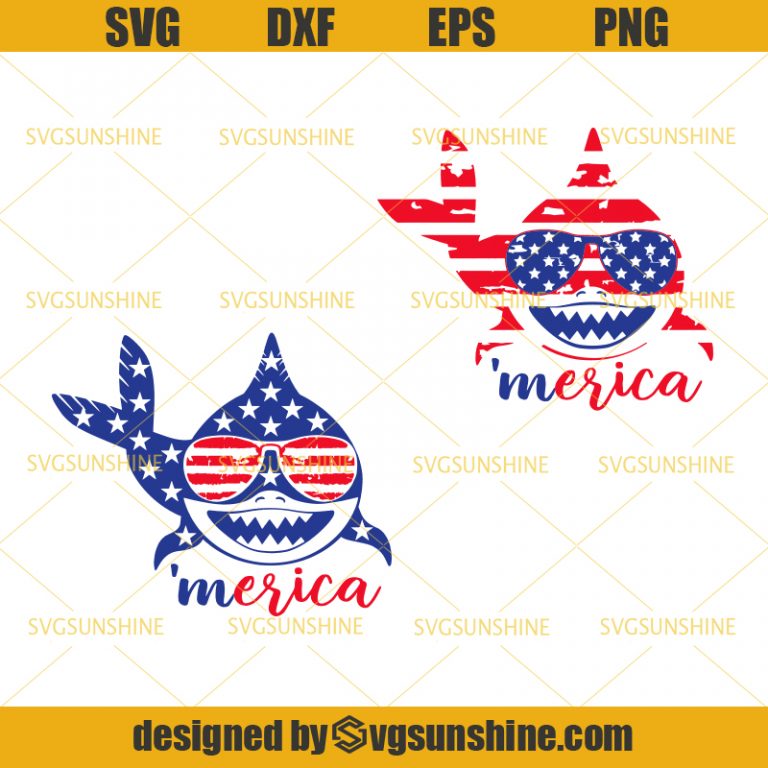 4th of July SVG, Shark SVG ,USA Flag SVG, Patriotic SVG, Fourth of July ...