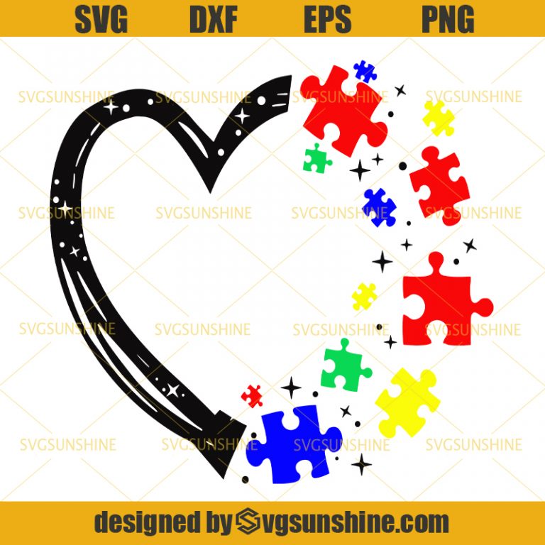 Autism Heart With Puzzle Pieces SVG, Autism SVG, Autism Awareness SVG ...