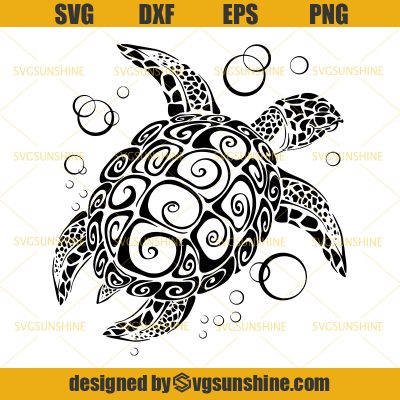 Turtle SVG, Sea Turtle SVG, Tribal Hawaii Mandala SVG - Sunshine