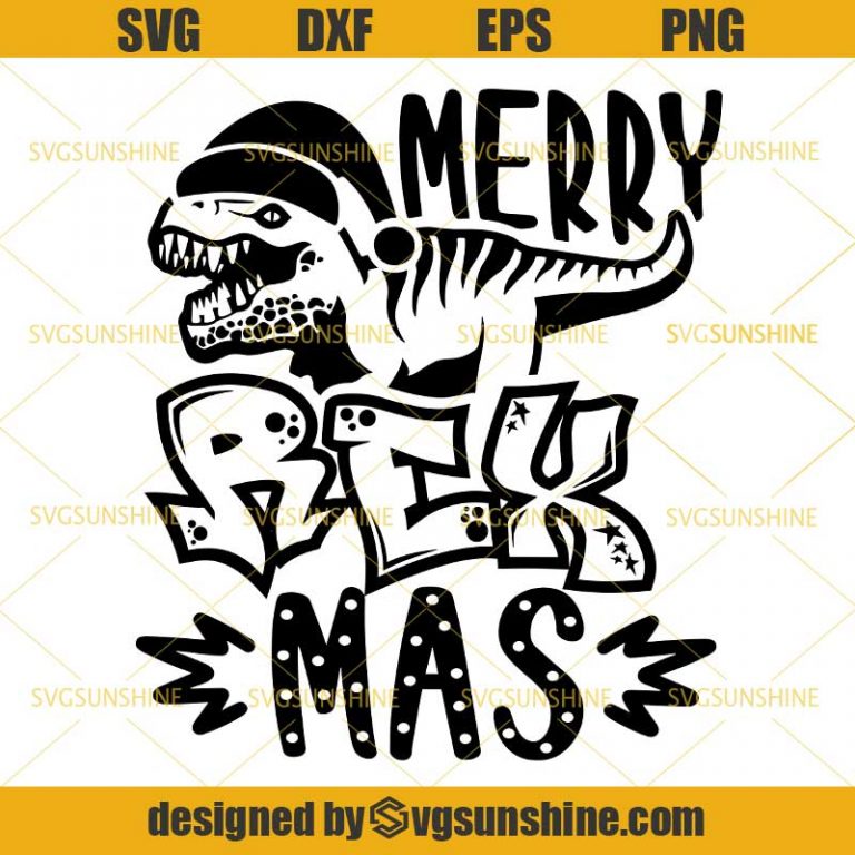 Merry Rex Mas SVG, Christmas Dinosaur SVG, T-Rex SVG, Dinosaur SVG ...