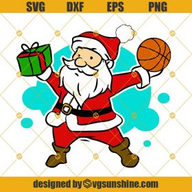 Santa Claus Gift Basketball Christmas SVG PNG DXF EPS Cut Files Clipart ...
