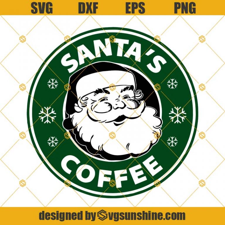Santa's Coffee SVG, Christmas Starbucks Logo SVG PNG DXF EPS Cut Files ...
