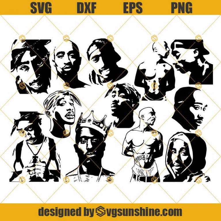Tupac Shakur SVG Bundle, 2Pac SVG PNG DXF EPS Cut Files Clipart Cricut ...