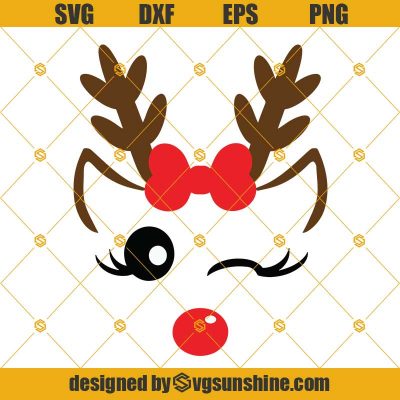 Christmas Reindeer SVG, Girl Reindeer Face SVG, Reindeer SVG - Sunshine