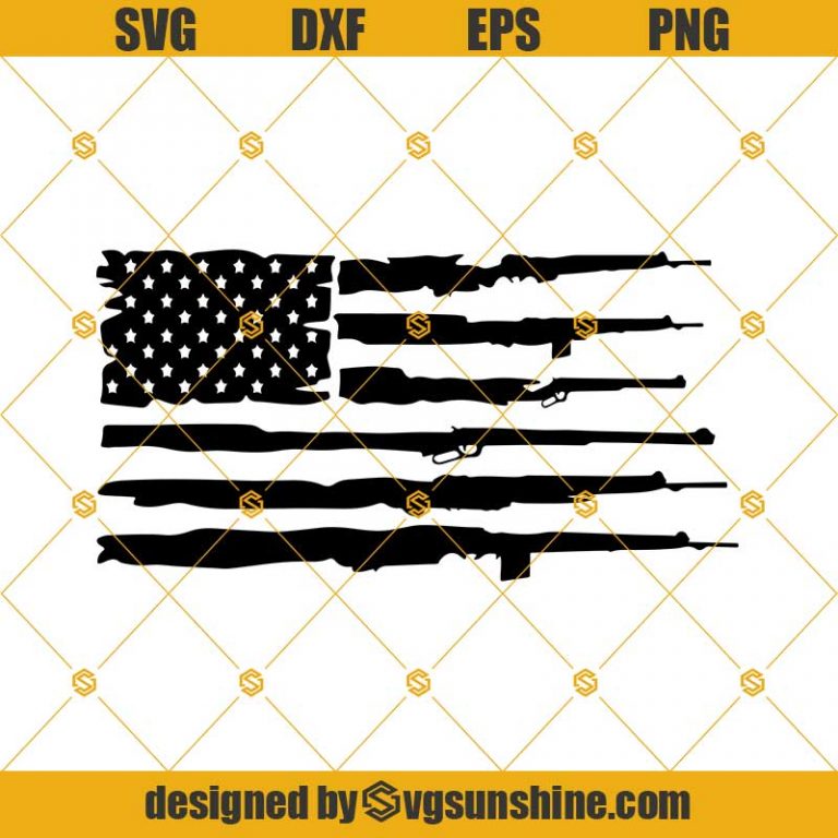 Distressed Gun Rifles American Flag SVG, American Flag with Guns SVG ...