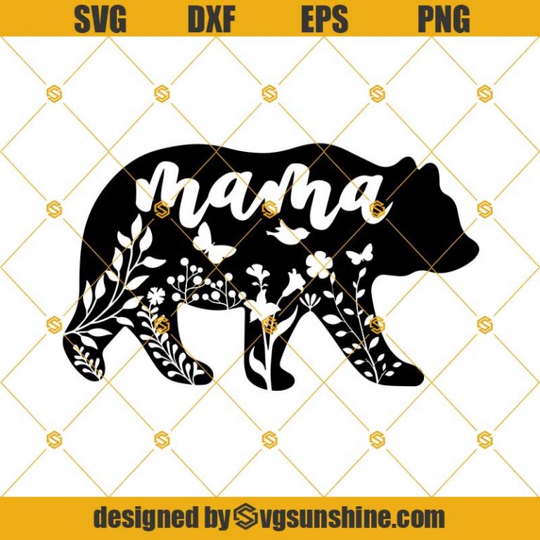 Mama Bear Floral SVG, Mommy SVG, Mom SVG, Mama SVG, Bear Mama SVG, Bear ...