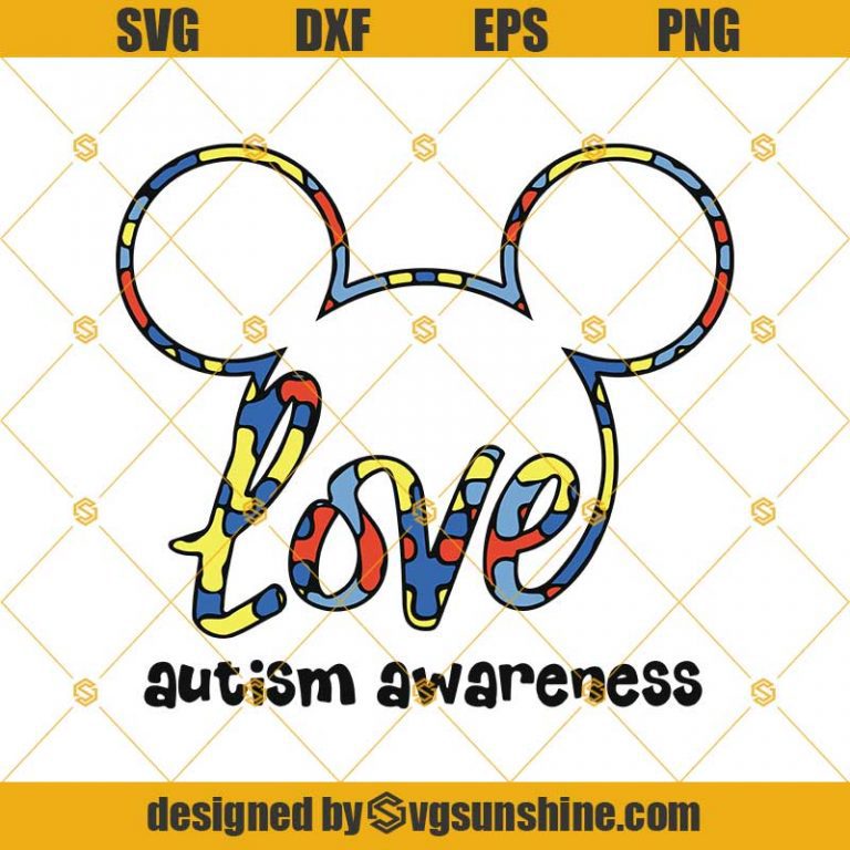 Mickey Love Autism Svg, Autism Awareness Month Svg, Mickey Mouse Svg ...