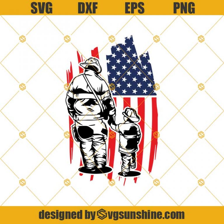 US Firefighter Father And Son Svg, Firefighter Dad Svg, Firefighter Svg ...