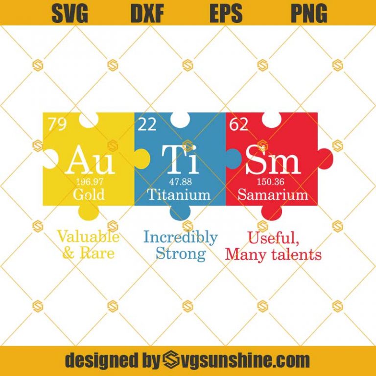 Autism Puzzle Gold Titanium Samarium Svg Dxf Eps Png Cut Files Clipart ...