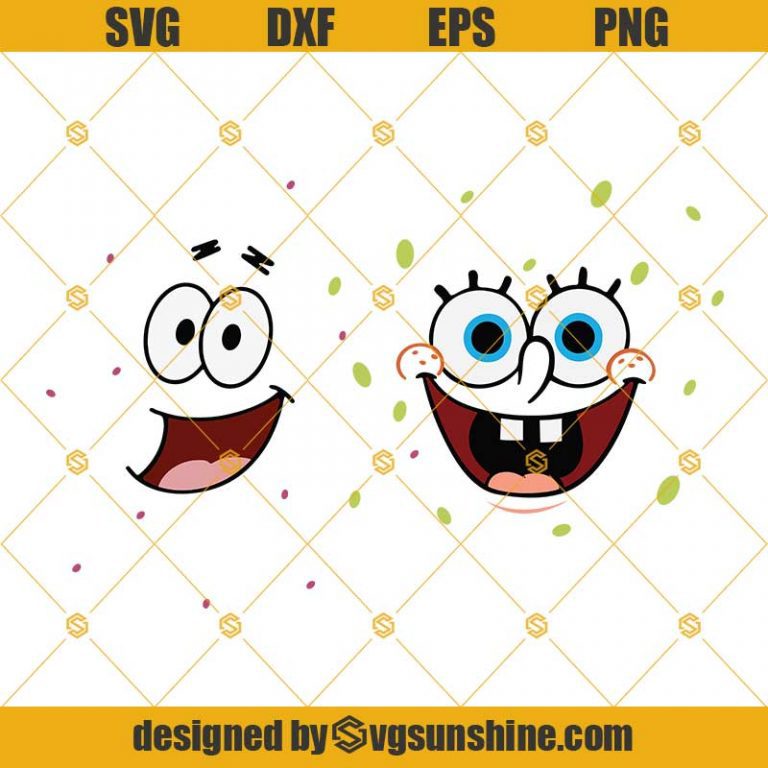 Spongebob And Patrick Face Svg, Digital Cut Files In Svg, Dxf, Png And ...