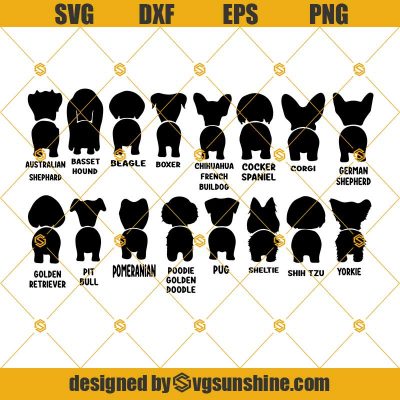 DOG SVG BUNDLE, Dog Butt, Dog File Bundle, Digital Cut Files, 16 Dog ...