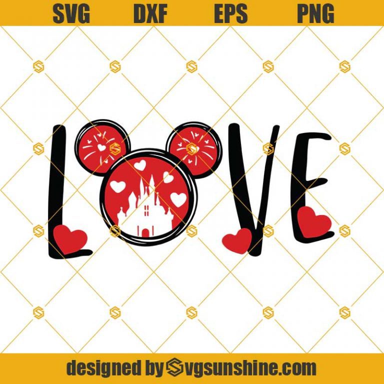 Love Mickey Svg, Disney Svg, Disney Valentine Svg, Valentine's Day Svg ...