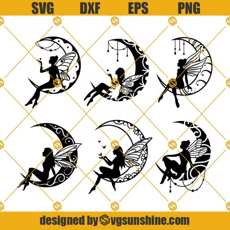 Mandala Moon SVG, Fairy SVG, Mandala SVG, Fairy Clipart, Ethnic Moon ...