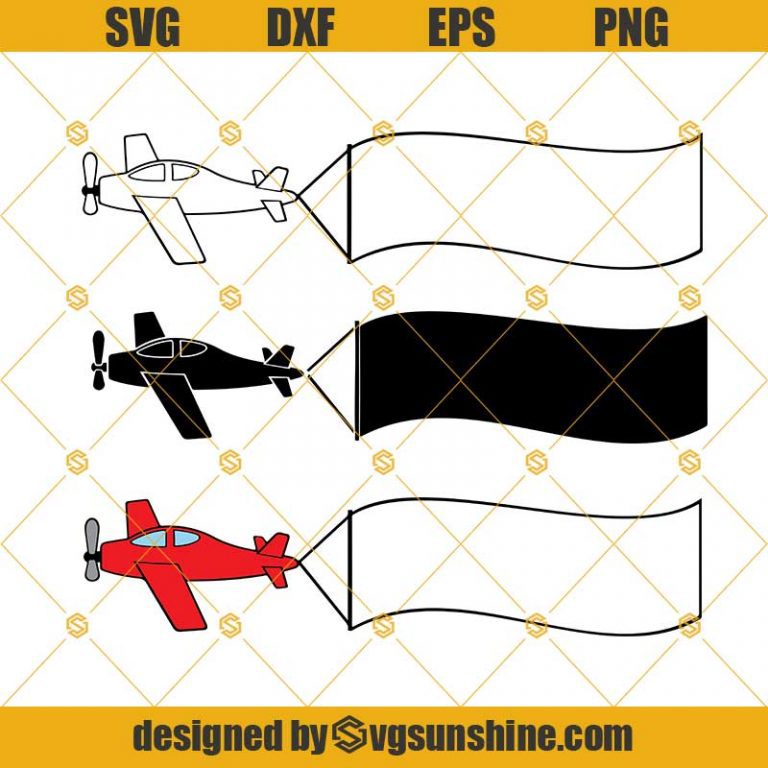 Plane With The Banner Svg Png Dxf Eps Cut Files For Cricut, Clip Art ...