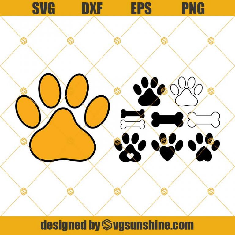 Paw Print Svg, Dog Paw Svg, Cat Paw Clipart Cut File For Silhouette ...