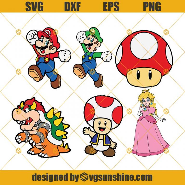 Super Mario Svg Bundle, Luigi Mario Peach Toad Yoshi Svg, Super Mario ...