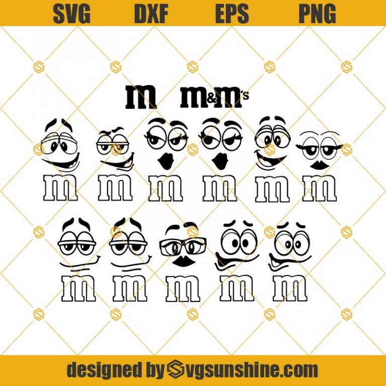 M And M Svg, M&M Faces Svg, M's Face Letter M Logo Bundle Layered Svg ...