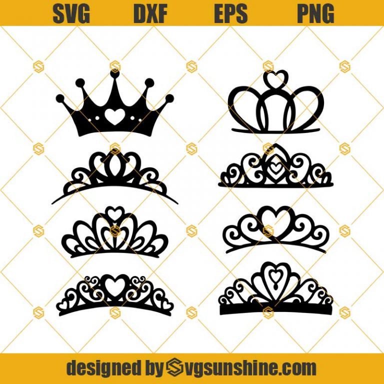 Crown Svg Bundle , Princess Svg, Black Queen Tiara Birthday Laser Cut ...