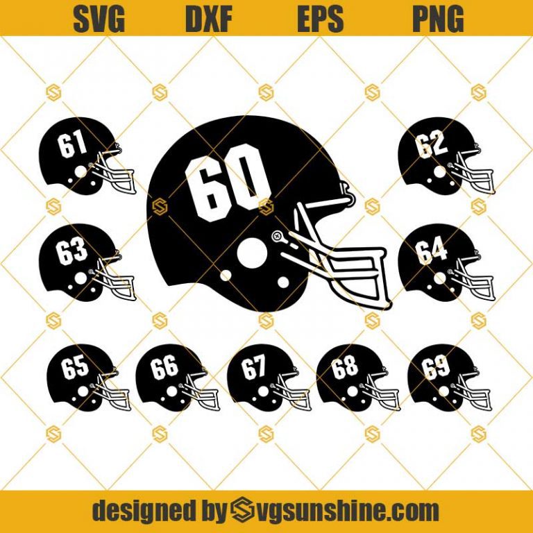 Football Helmet Number 60-69 Years Svg Silhouette Clipart, Football ...