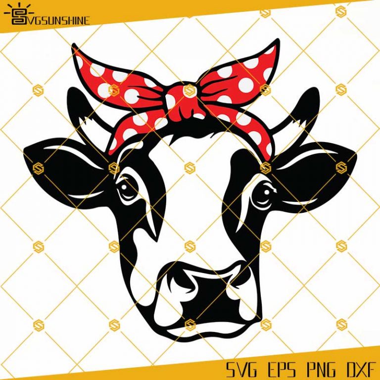 Cow Face SVG, Cow SVG, Cow Head SVG, Cow Bandana SVG, Cow With Bow SVG ...