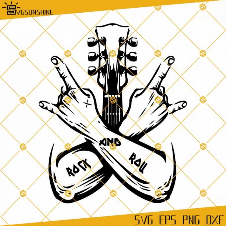 Rock And Roll Music SVG, Guitar SVG, Rock N Roll SVG, Rock Hand SVG ...