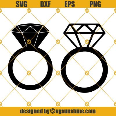 Diamond ring svg, wedding ring svg, diamond engagement ring svg