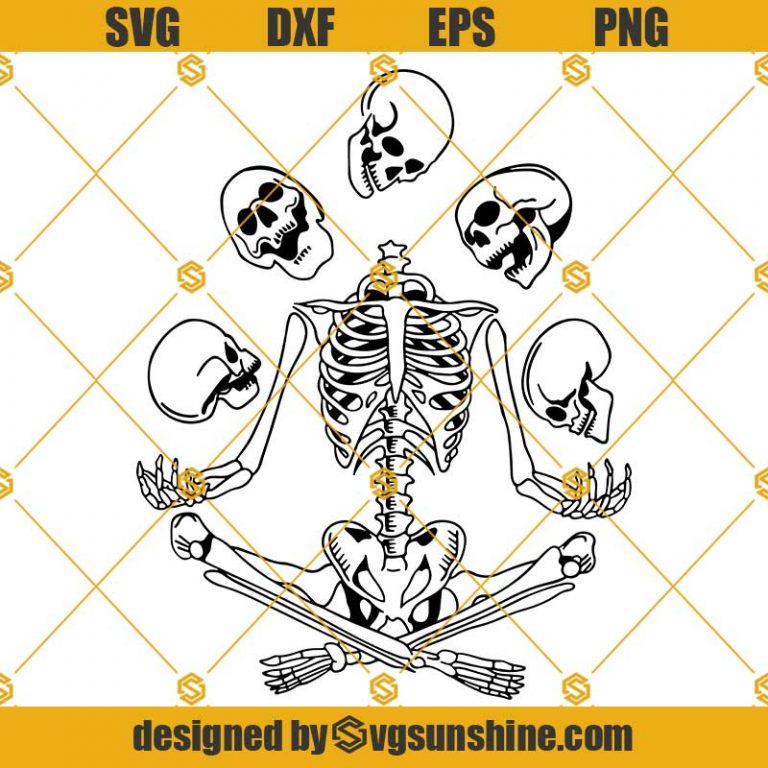 Skeleton meditation Svg, Meditating skeleton Svg