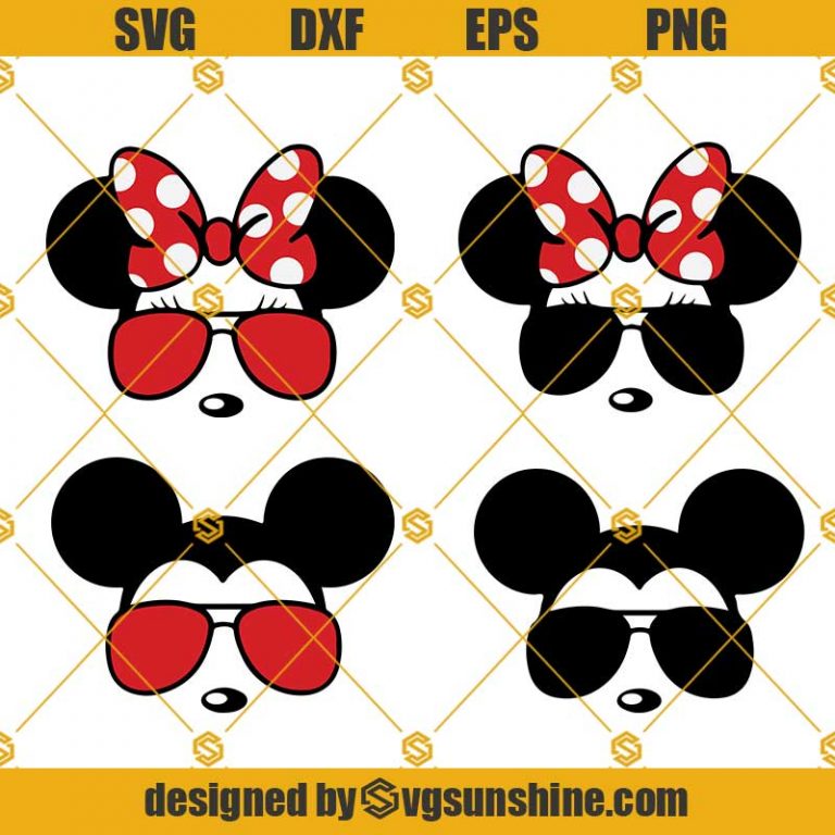 Mickey Minnie Sunglasses Svg, Minnie Mouse Head Svg, Mickey Head Svg
