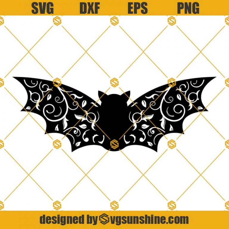 Bat Halloween SVG, Bat Floral Mandala SVG Zentangle SVG Halloween SVG