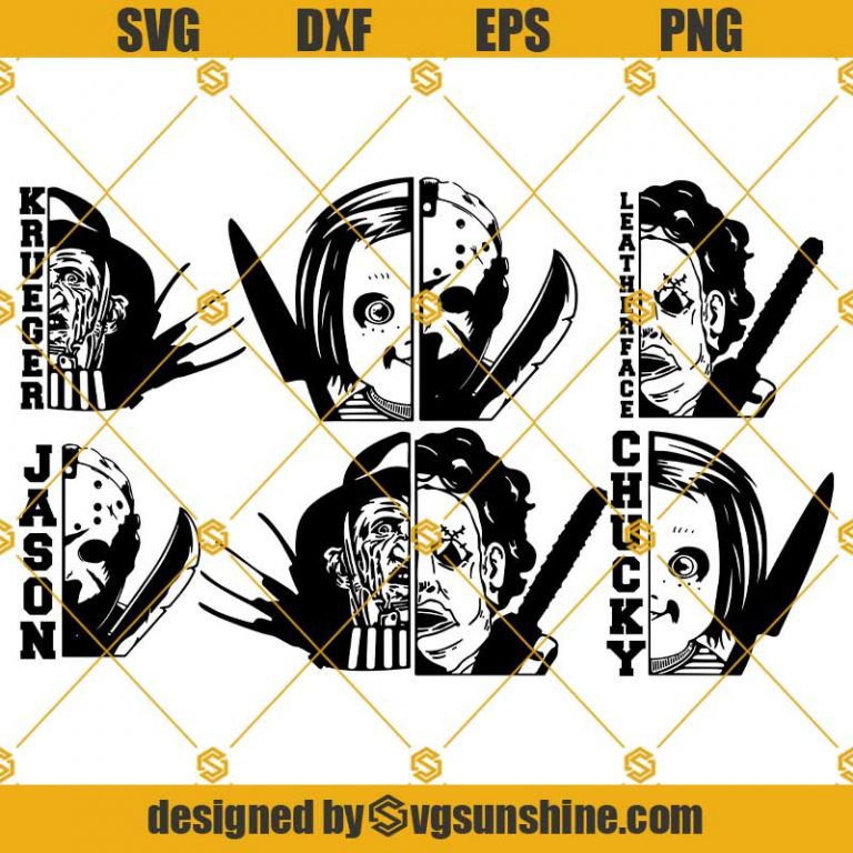 Chucky SVG Jason SVG Leatherface SVG Freddy Krueger SVG, Horror Movie ...