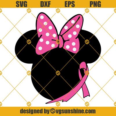 Disney Minnie Head Breast Cancer Awareness SVG, Breast Cancer SVG ...
