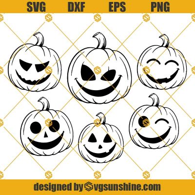 Pumpkin Face SVG Bundle, Pumpkin Carving SVG, Halloween Pumpkin SVG ...
