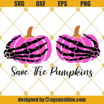 Save The Pumpkins SVG, Breast Cancer Awareness SVG, Pumpkin Skull Hand ...