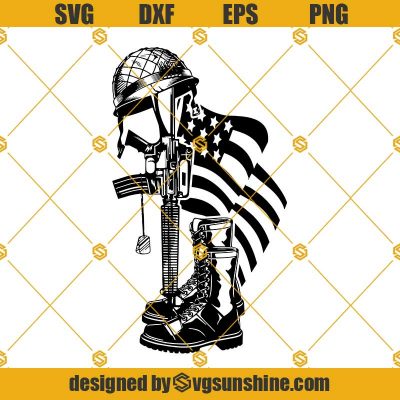 Fallen Soldier Tribute SVG, US Army War Hero Boots Dog Tag Gun Helmet ...
