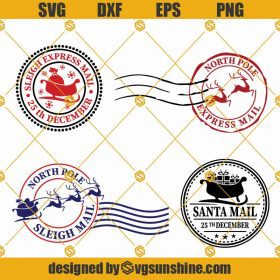 North Pole Sleigh Express Mail Svg, Stamp Christmas Svg, Santa Mail Svg ...