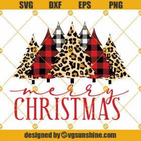 Merry Christmas SVG, Leopard And Buffalo Plaid Christmas Tree PNG DXF ...
