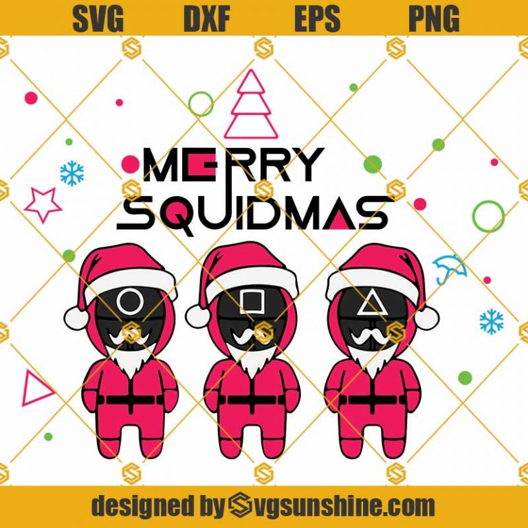 Squid Game Christmas SVG, Squid Game Symbols Santa Hat SVG PNG DXF EPS ...