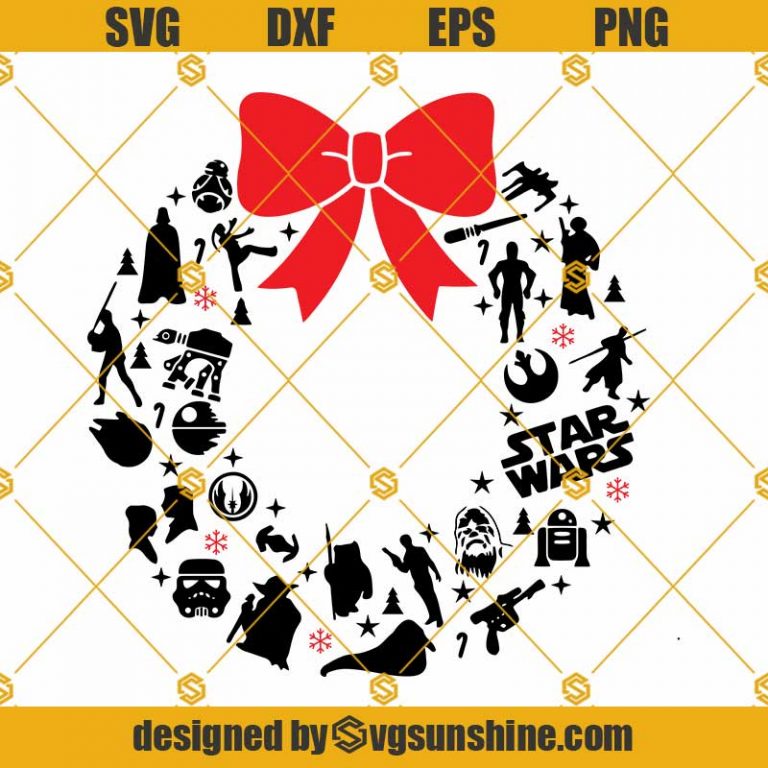 Star Wars Christmas SVG, Vector Christmas Wreath SVG, Star Wars ...