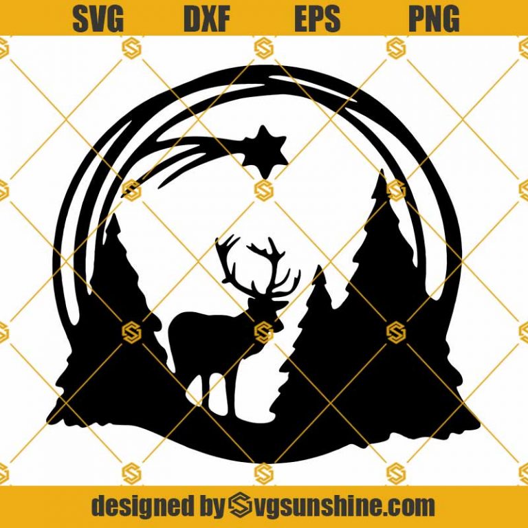 Deer Christmas Scene SVG, Deer SVG PNG DXF EPS Cricut Clipart ...