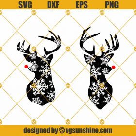 Christmas Reindeer Snowflake SVG Bundle, Reindeer Rudolph Deer ...