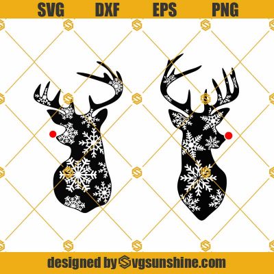 Christmas Reindeer Snowflake SVG Bundle, Reindeer Rudolph Deer ...