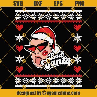 Bad Bunny Bad Santa Ugly Christmas Sweater SVG, Bad Bunny Christmas SVG ...
