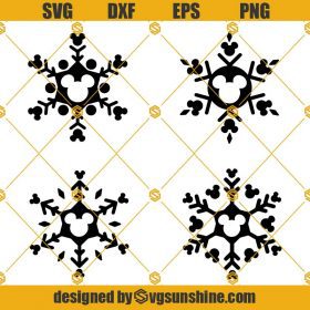 Mickey Snowflakes SET 4 SVG PNG DXF EPS cut file, Mickey Mouse ...