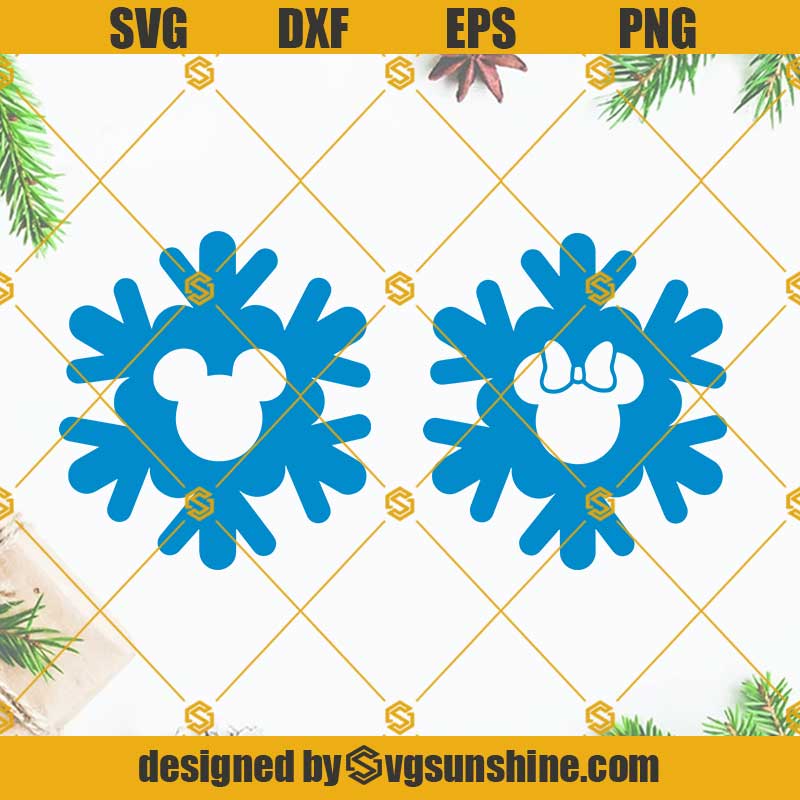 Mickey Minnie Mouse Head Snowflakes SVG Bundle Mickey Snowflake Christmas SVG Disney Snowflake 