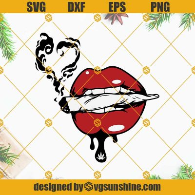 Sexy Red Lips Smoking Joint SVG File, Smoking Cannabis SVG, Joint ...