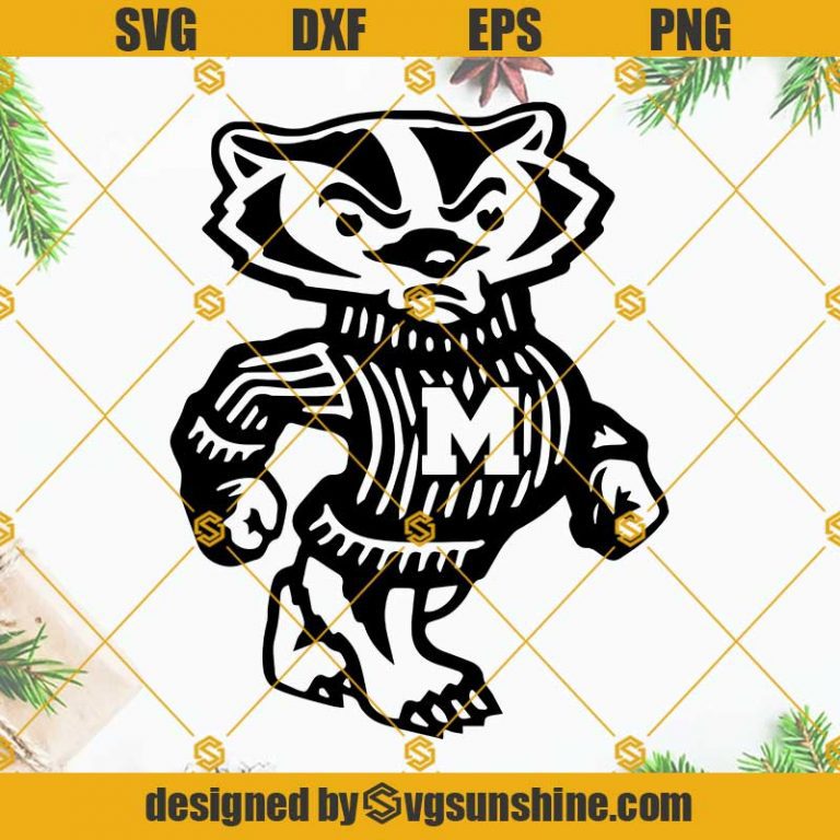 M Badger SVG, Wisconsin Badger SVG PNG DXF EPS Cricut