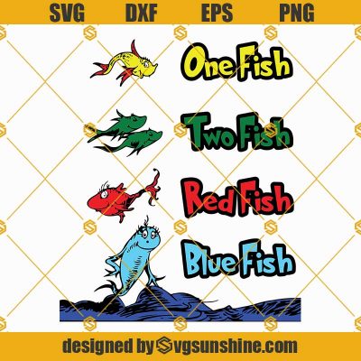 One Fish Two Fish SVG, Red Fish Blue Fish SVG, Dr Seuss SVG PNG DXF EPS ...