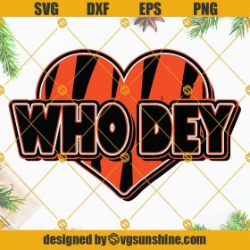 Who Dey Heart SVG, Who Dey SVG, Cincinnati Bengals SVG