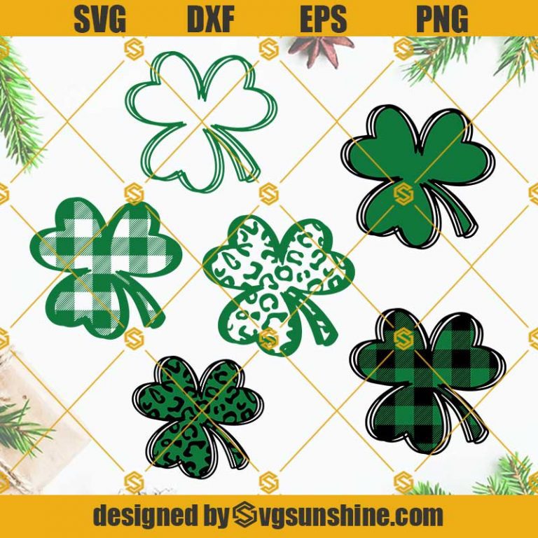 Shamrock SVG Bundle, St Patricks Day SVG, Leopard Shamrock SVG, Three ...